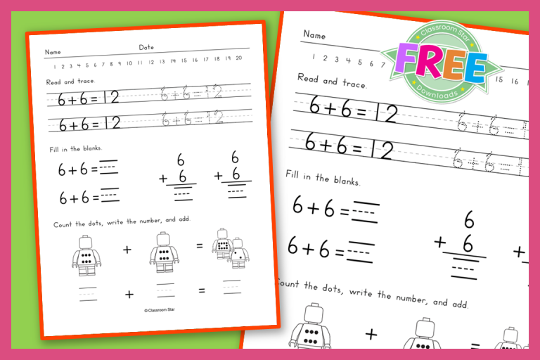 Six Plus Six Addition Worksheet - Classroom Star Worksheets